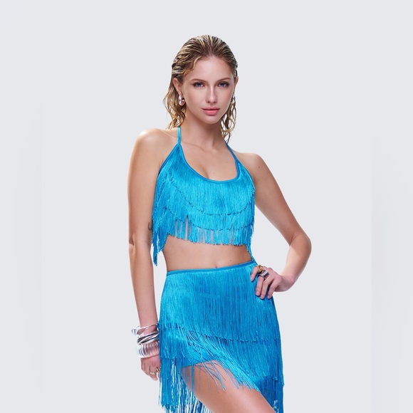Finesse | Tops | Finesse Laleh Teal Fringe Top | Poshmark